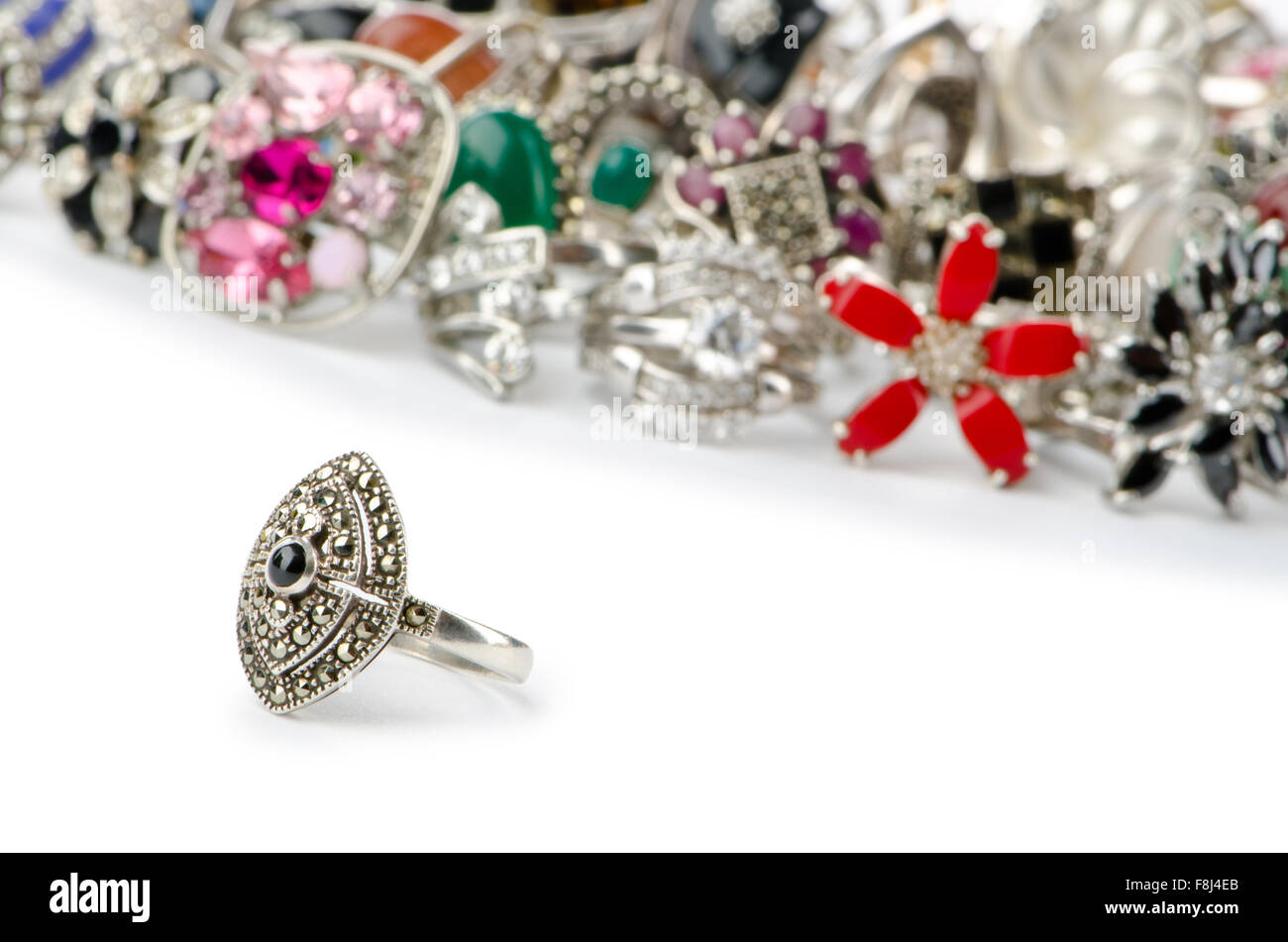 Selection of many precious rings Stock Photo - Alamy