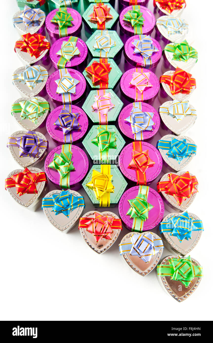 Many colourful gift boxes Stock Photo - Alamy