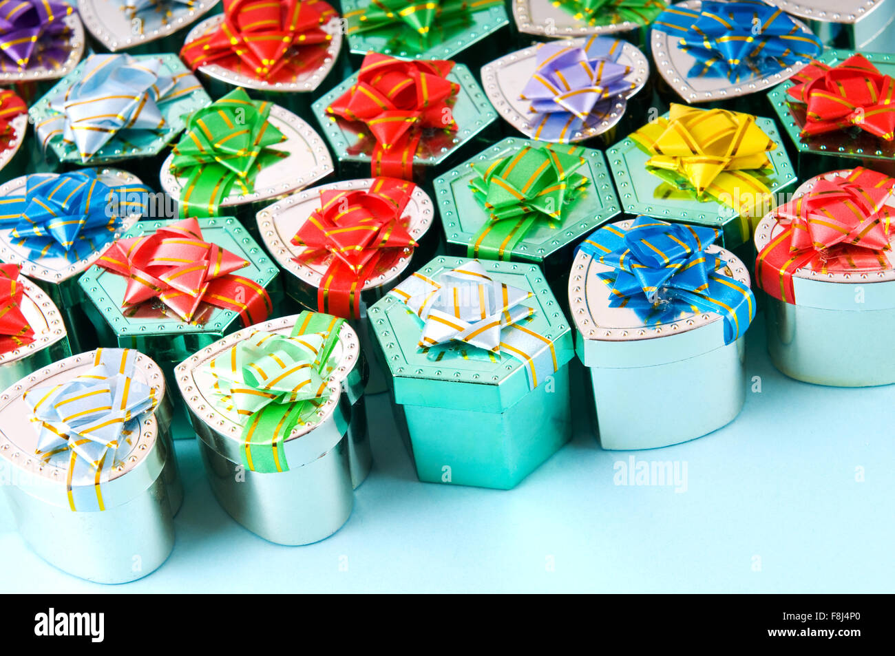 Many colourful gift boxes Stock Photo - Alamy