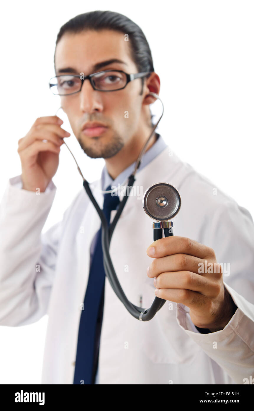 Male doctor with stethoscope isolated Stock Photo - Alamy