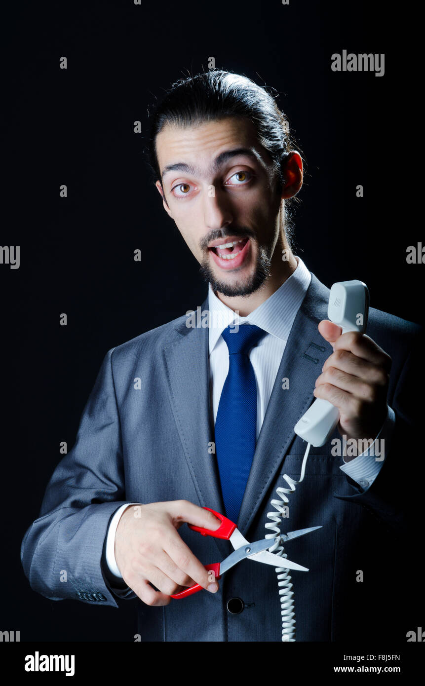 Scissors cutting telephone cord hi-res stock photography and images - Alamy