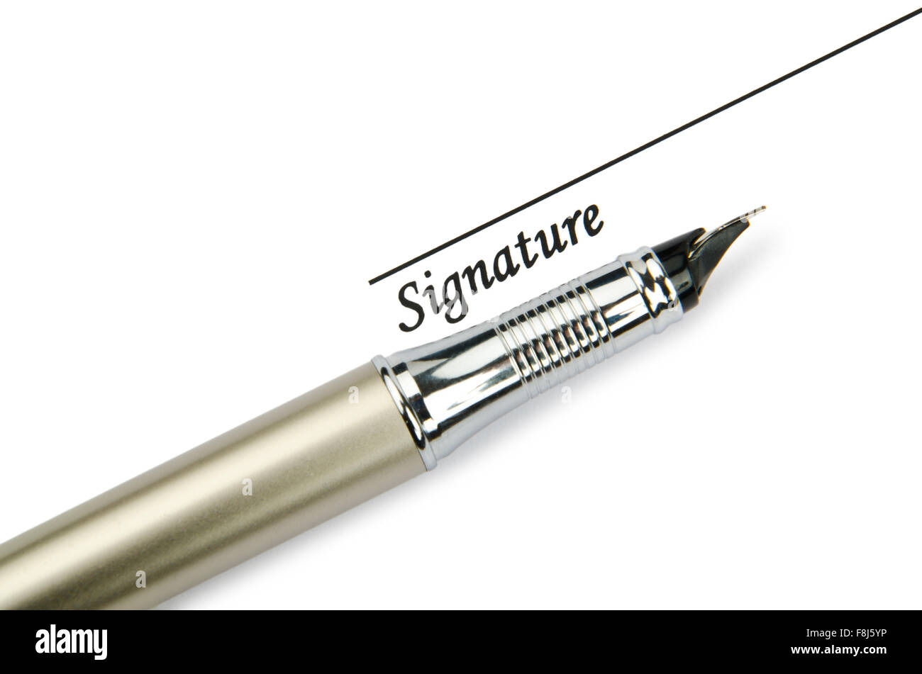 Pen and signature isolated on white Stock Photo - Alamy