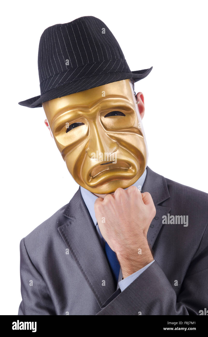 Businessman with mask concealing his identity Stock Photo - Alamy