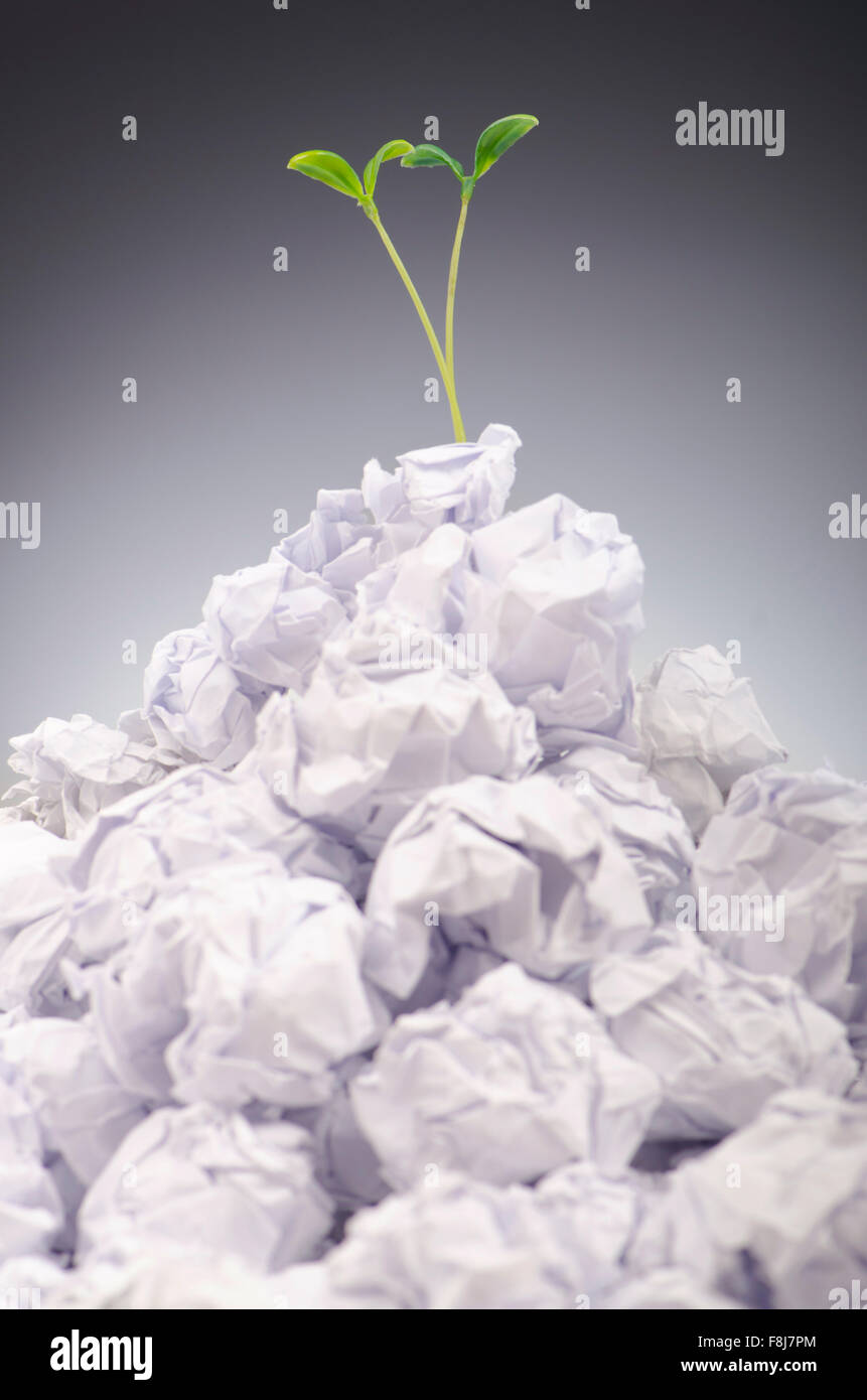 Green seedlings growing out of paper Stock Photo - Alamy