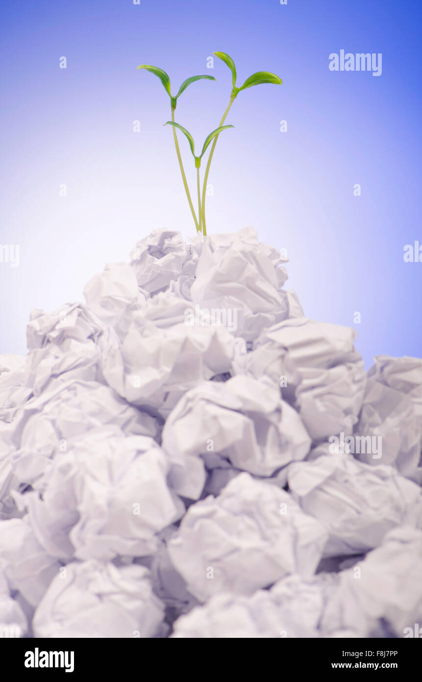 Green seedlings growing out of paper Stock Photo - Alamy