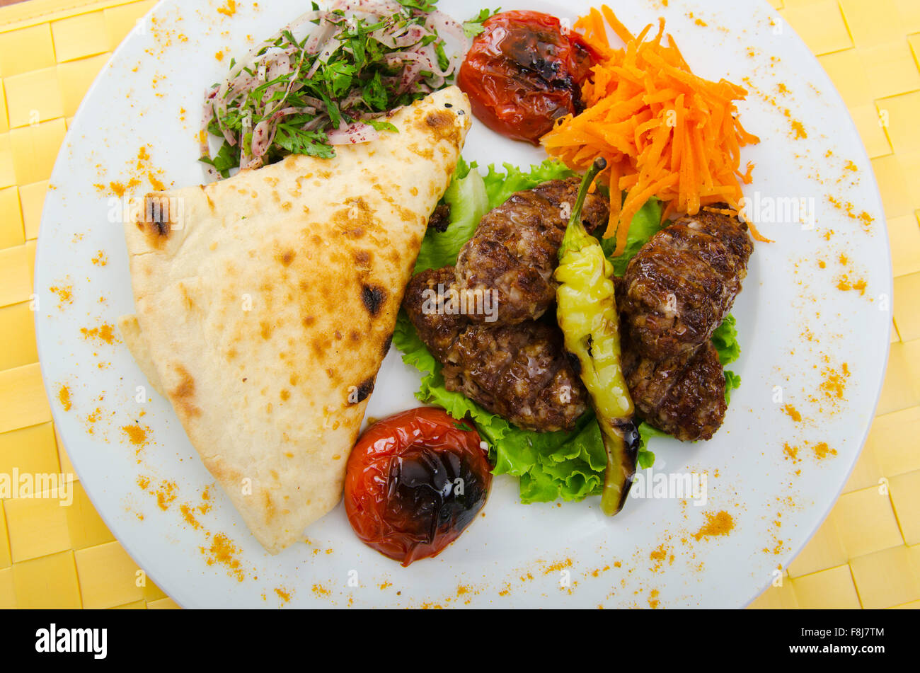 Meat cuisine - kebab served in plate Stock Photo - Alamy