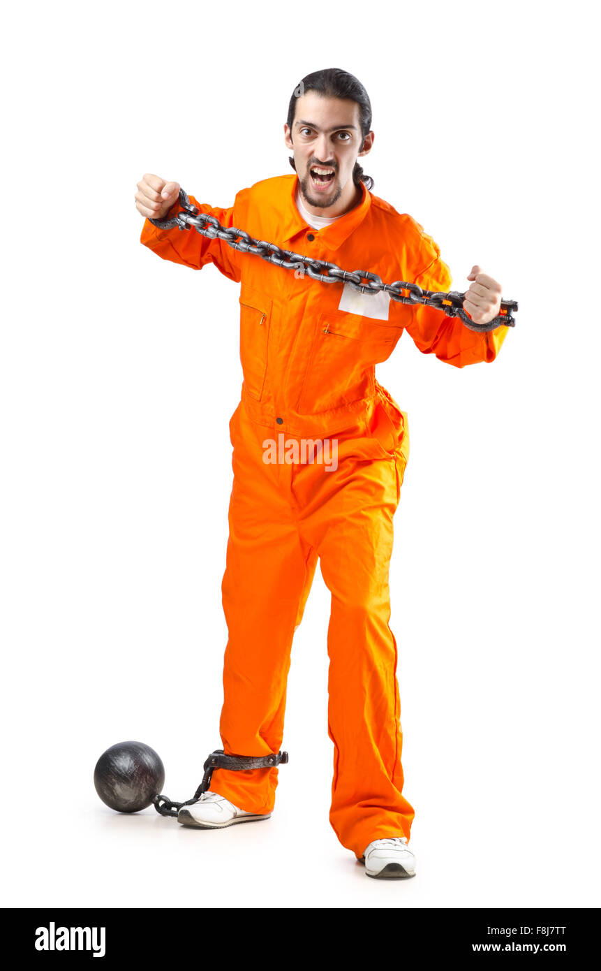 Convicted criminal on white background Stock Photo - Alamy