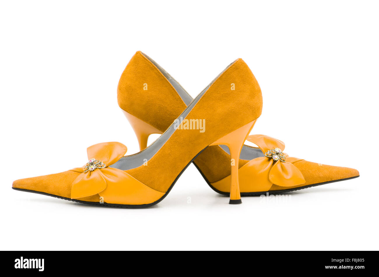 Female shoes on white background Stock Photo - Alamy