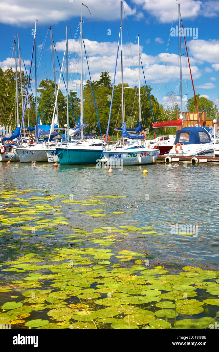 Mikolajki, marina on the Mikolajskie lake, Masuria region, Poland ...