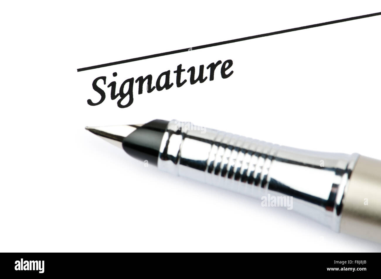 Pen and signature isolated on white Stock Photo - Alamy