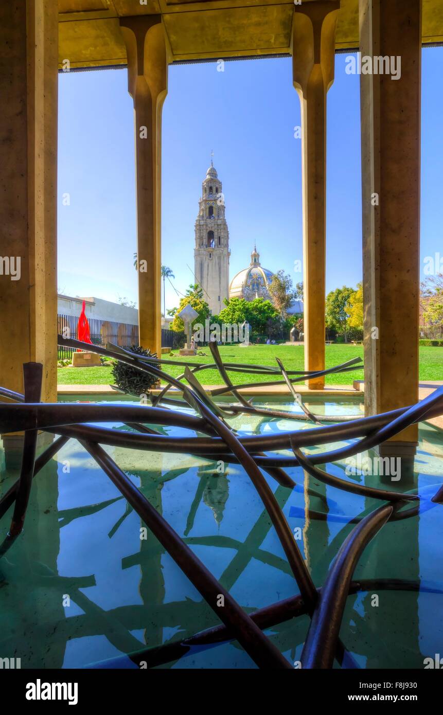 The mafnificent California bell tower and dome at the entrance of ...