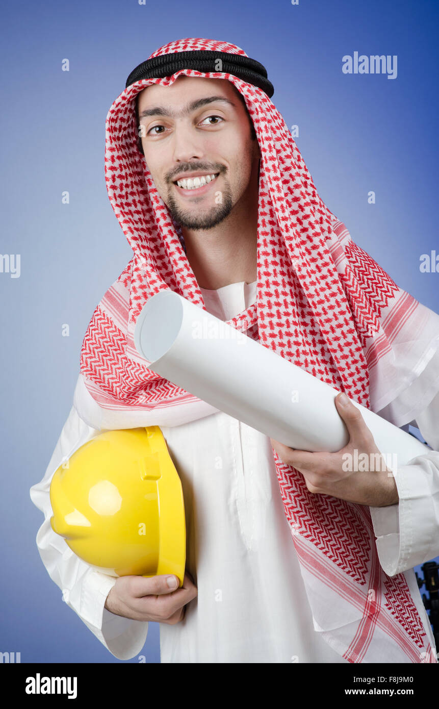 Arab engineer with drawings Stock Photo - Alamy