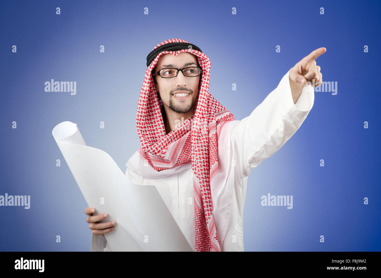 Arab engineer with drawings Stock Photo - Alamy