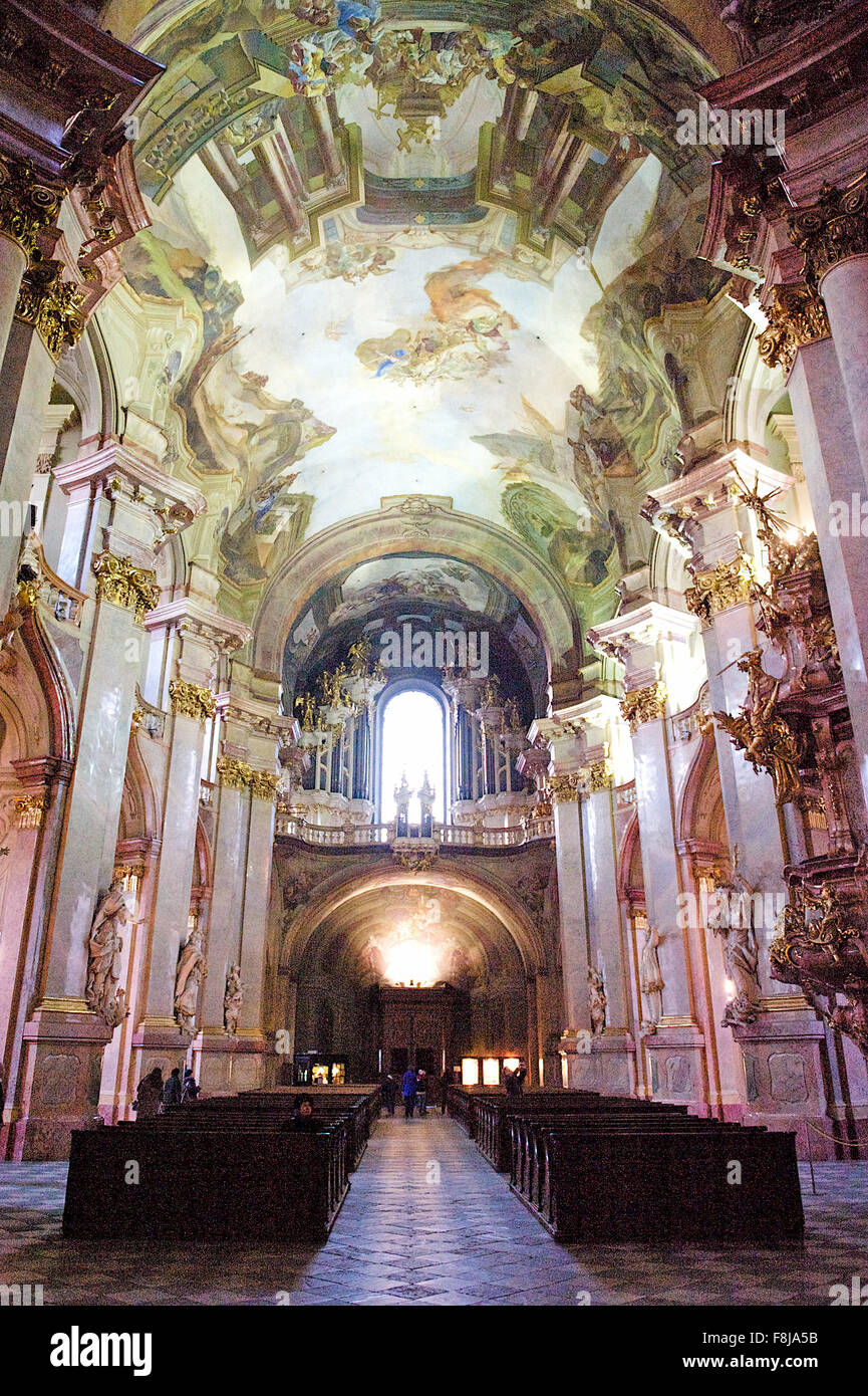 The stunning interior of St. Nicholas Cathedral in the city of Prague ...