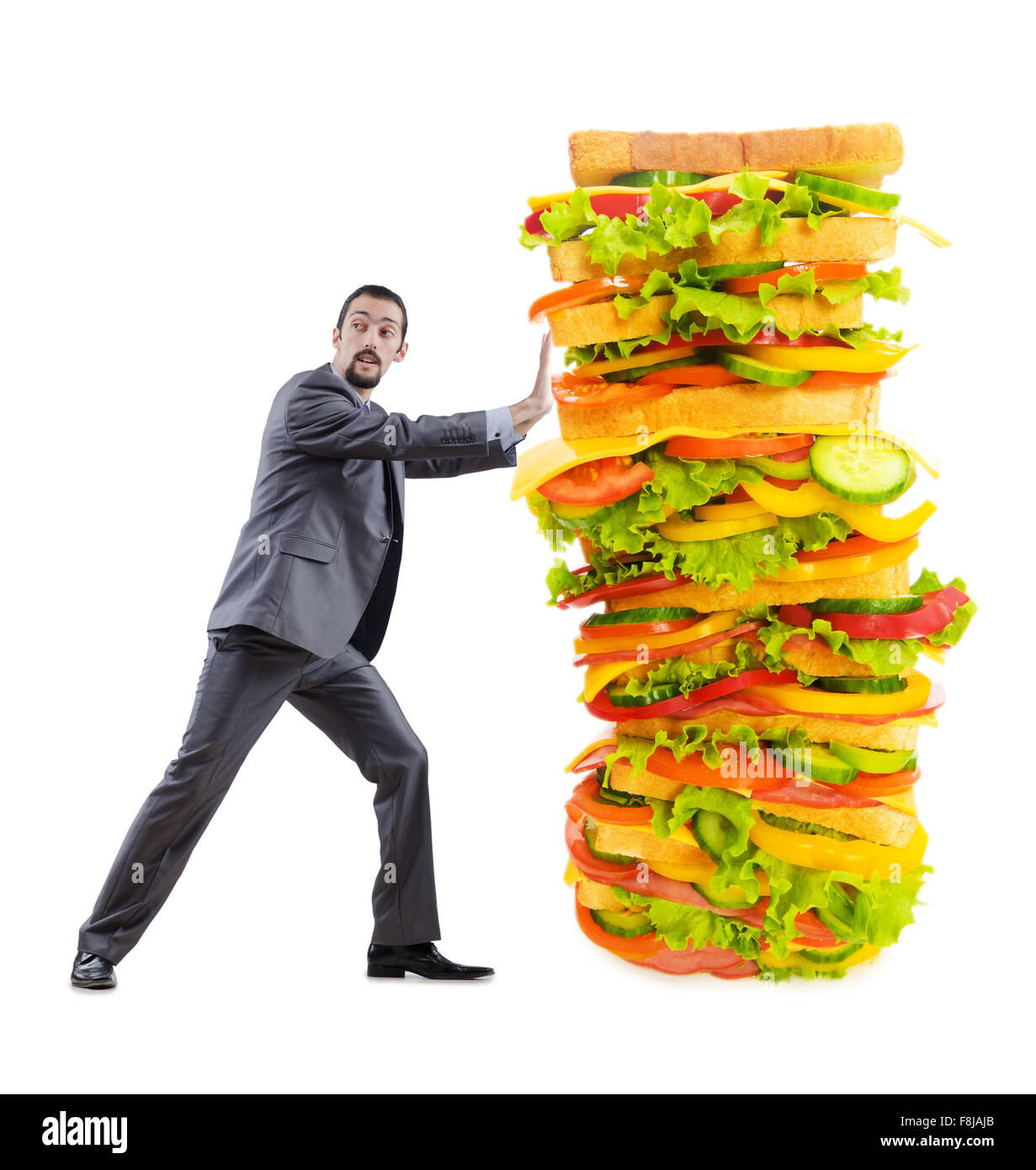 Man eating sandwich pulling hi-res stock photography and images - Alamy