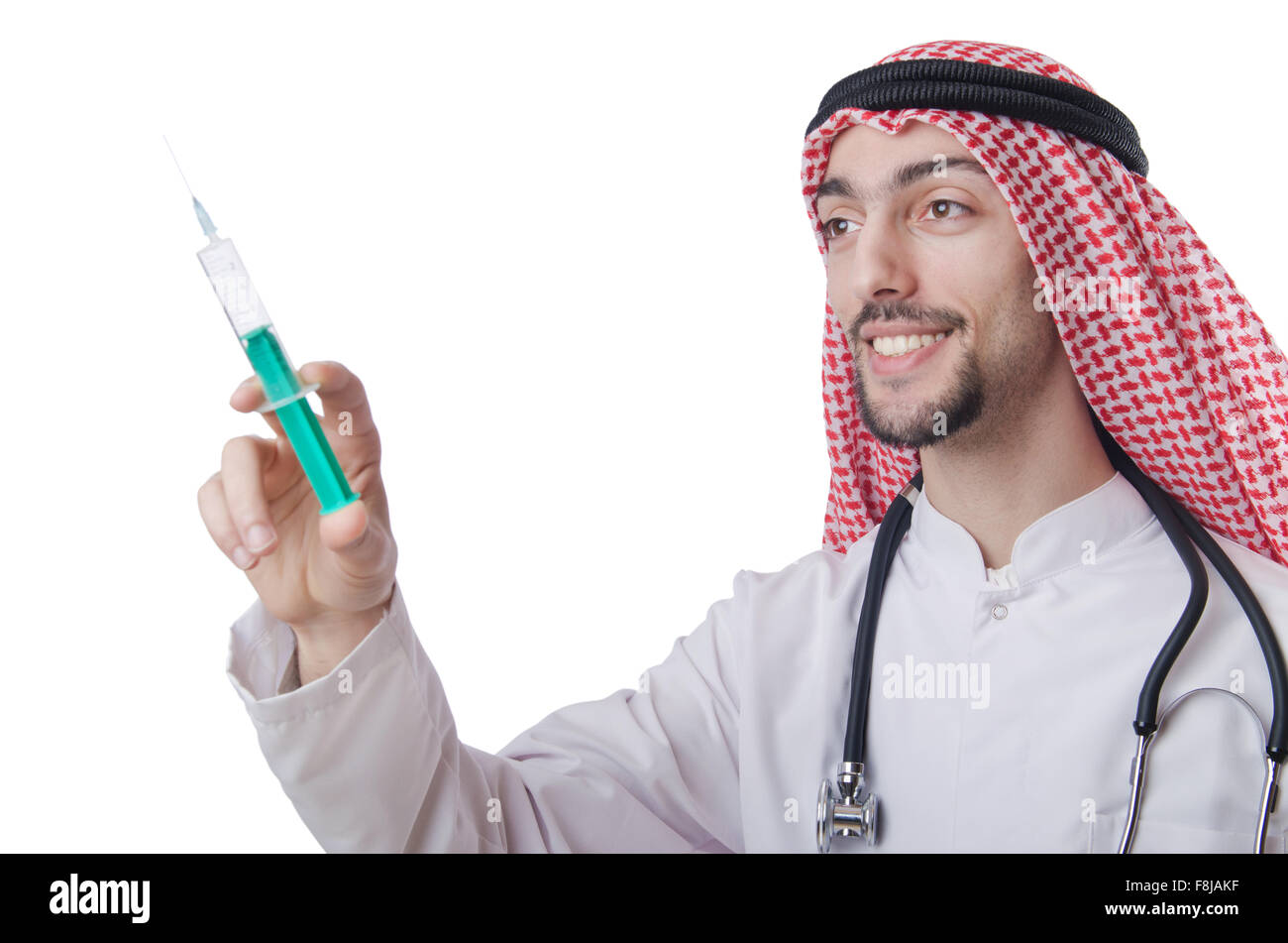 Young arab doctor isolated on white Stock Photo - Alamy