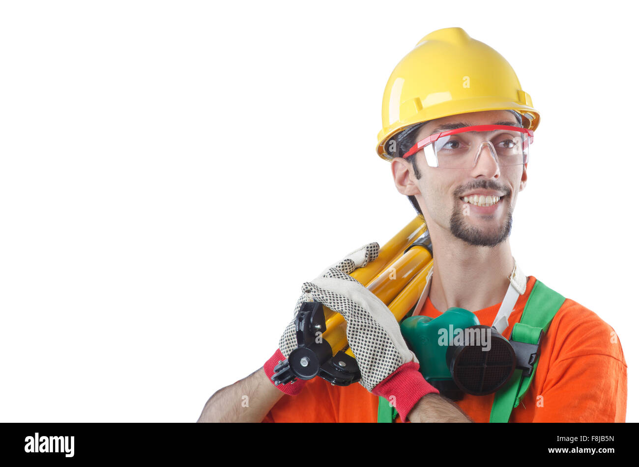 Construction worker isolated on white Stock Photo - Alamy
