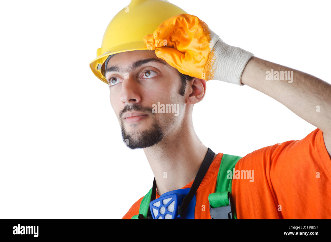 Construction worker isolated on white Stock Photo - Alamy