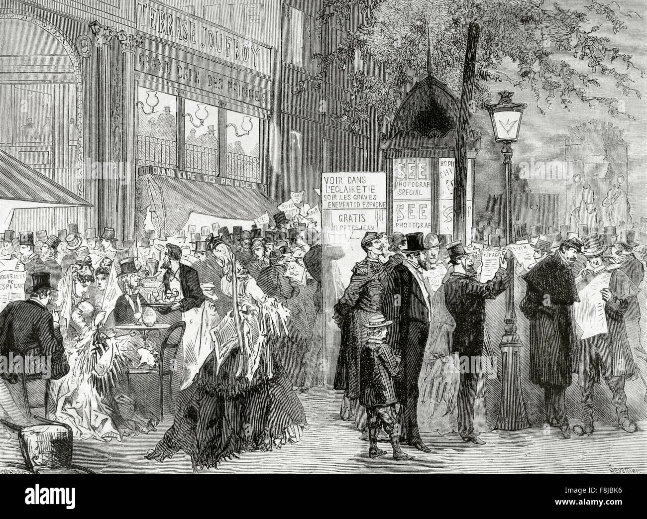 Third Carlist War (1872-1876). Paris, France. People before the Passage ...