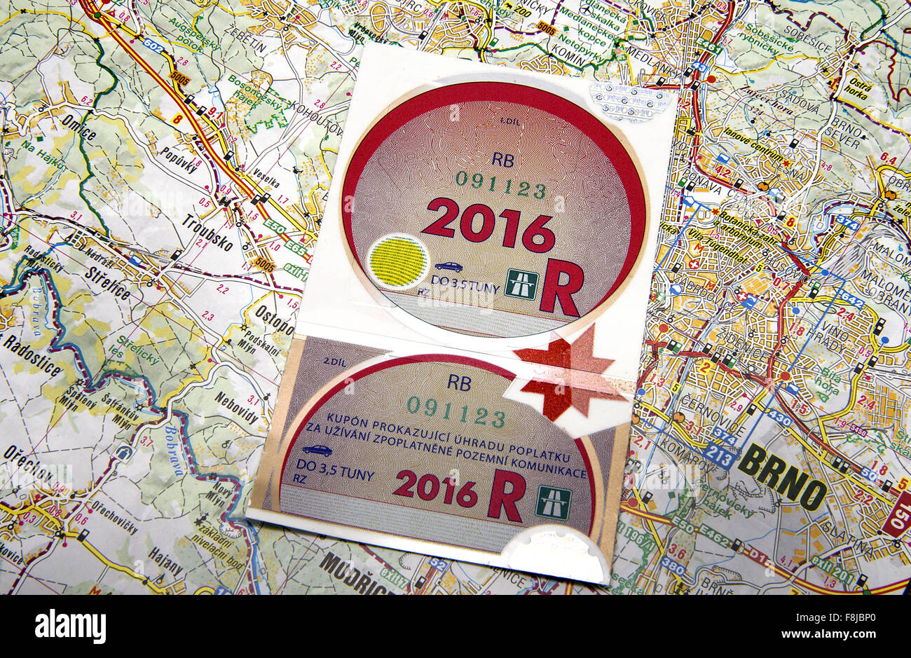 Toll sticker 2016 for Czech highways Stock Photo - Alamy