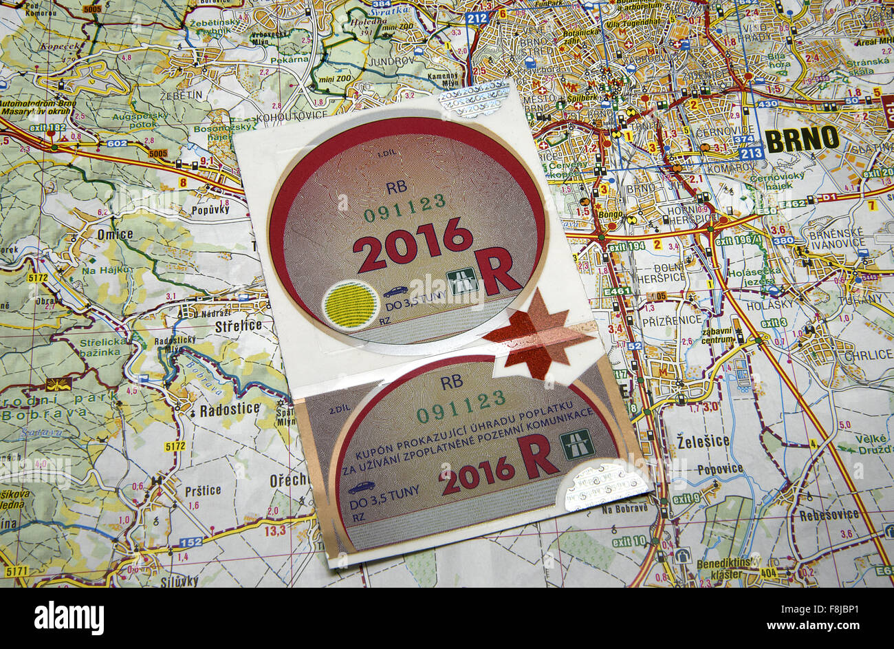 Toll sticker 2016 for Czech highways Stock Photo - Alamy