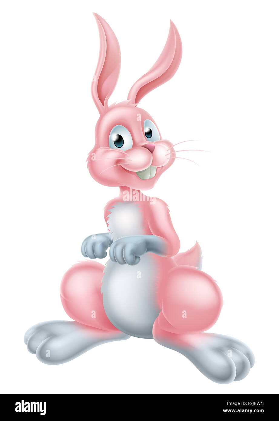 A pink cartoon Easter bunny rabbit mascot character Stock Photo - Alamy
