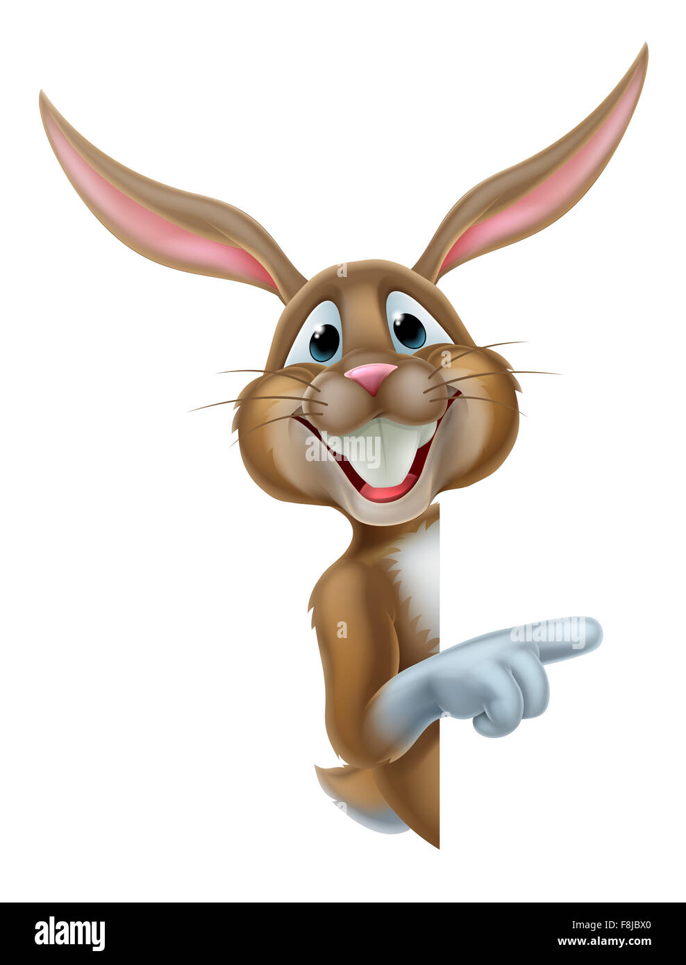 Cartoon Easter bunny rabbit pointing at a background Stock Photo - Alamy