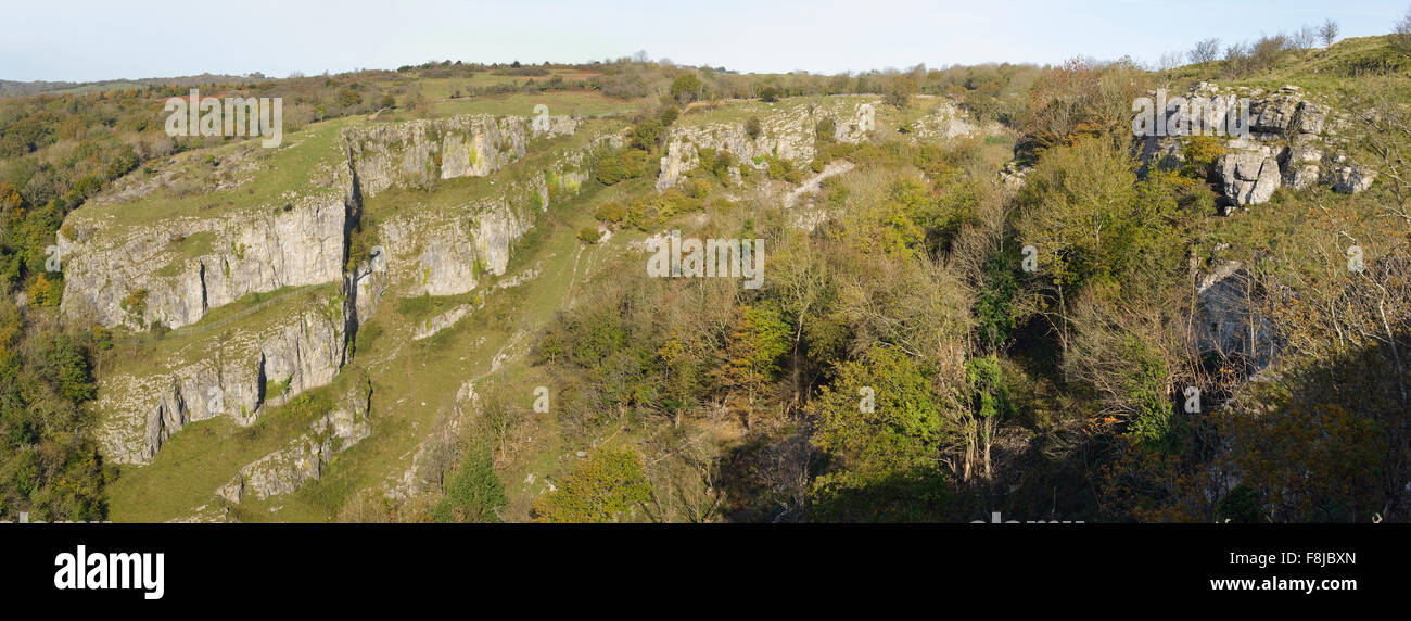 Cheddar Gorge panorama viewed from Cheddar Cliffs Stock Photo - Alamy