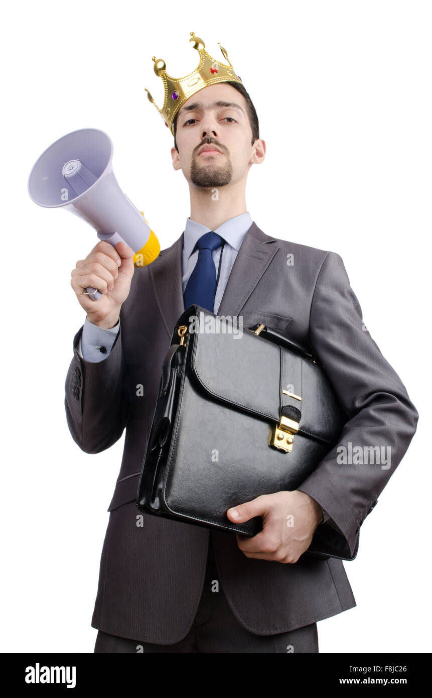 Man shouting and yelling with loudspeaker Stock Photo - Alamy