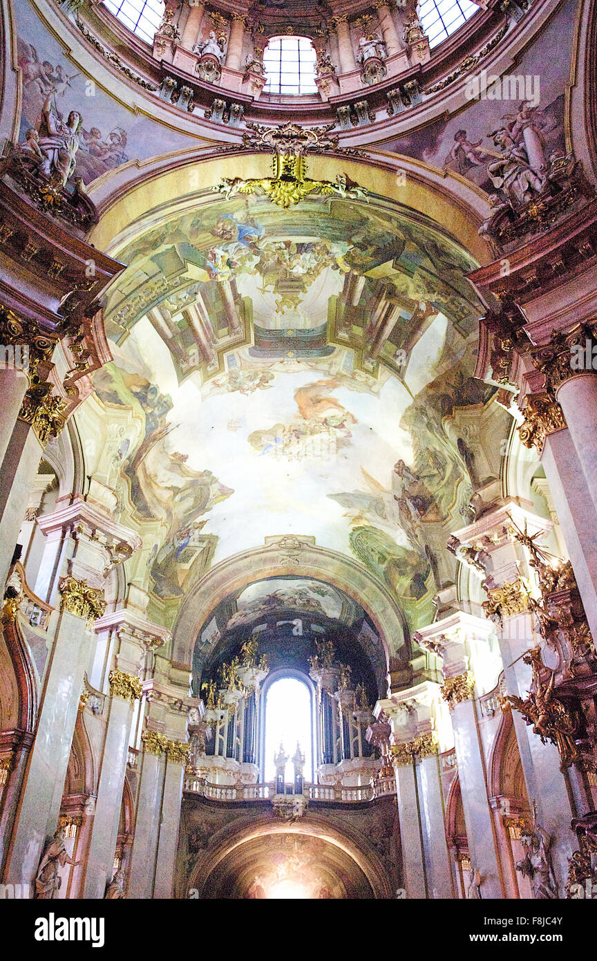 The stunning interior of St. Nicholas Cathedral in the city of Prague ...