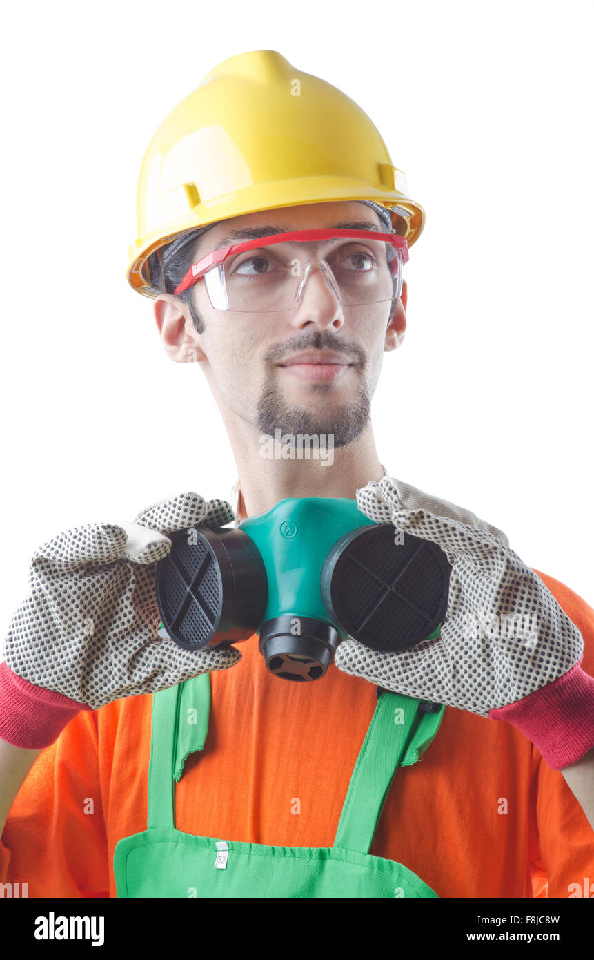 Construction worker isolated on white Stock Photo - Alamy