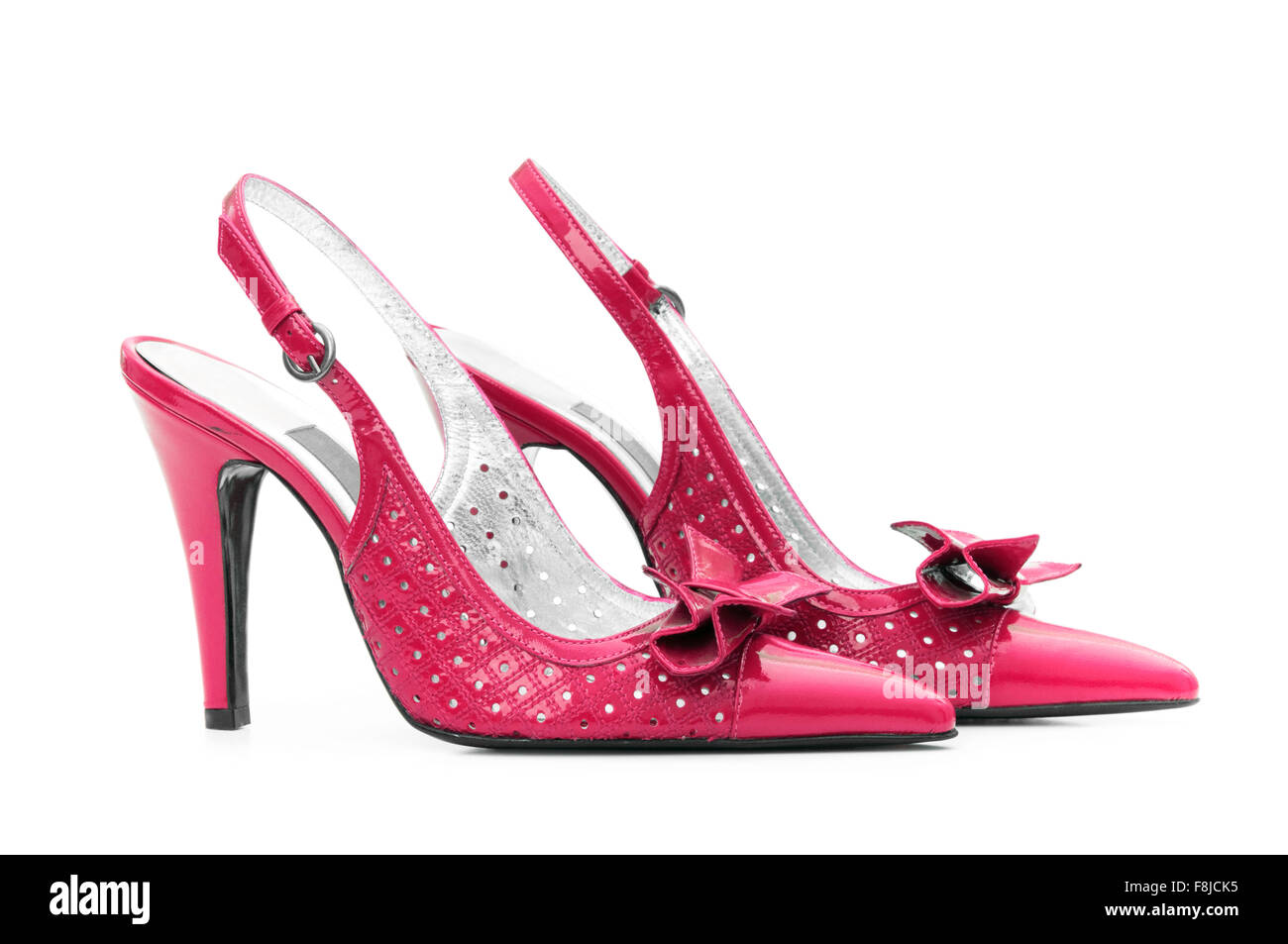 Female shoes on white background Stock Photo - Alamy