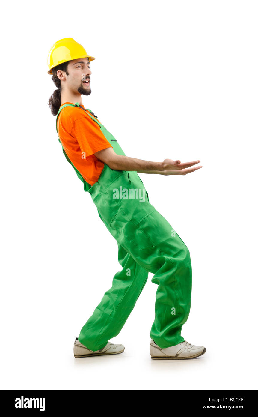 Construction worker isolated on the white Stock Photo - Alamy