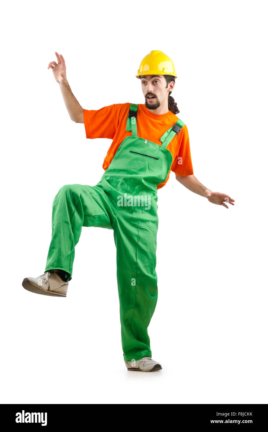 Construction worker isolated on the white Stock Photo - Alamy