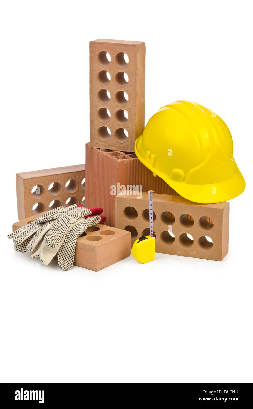 Clay bricks isolated on the white Stock Photo - Alamy