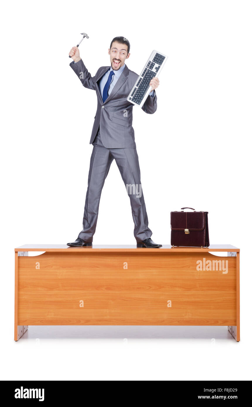 Upset businessman breaking computer hi-res stock photography and images ...