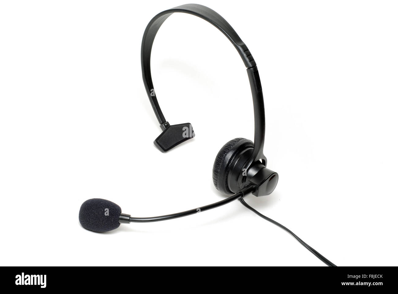Black phone headset isolated cutout on a white background with nobody ...