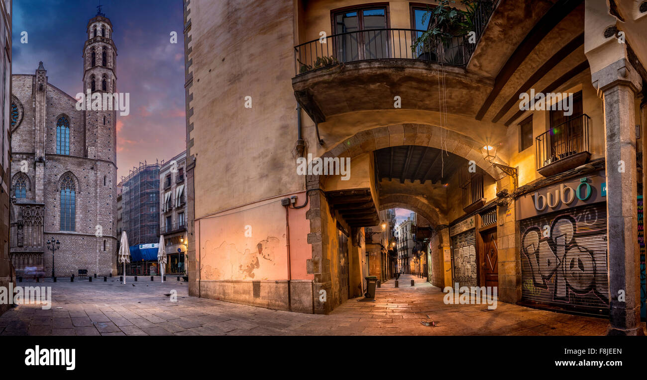 Basilica of Santa Maria del Mar in El Born, Barcelona, Spain Stock ...