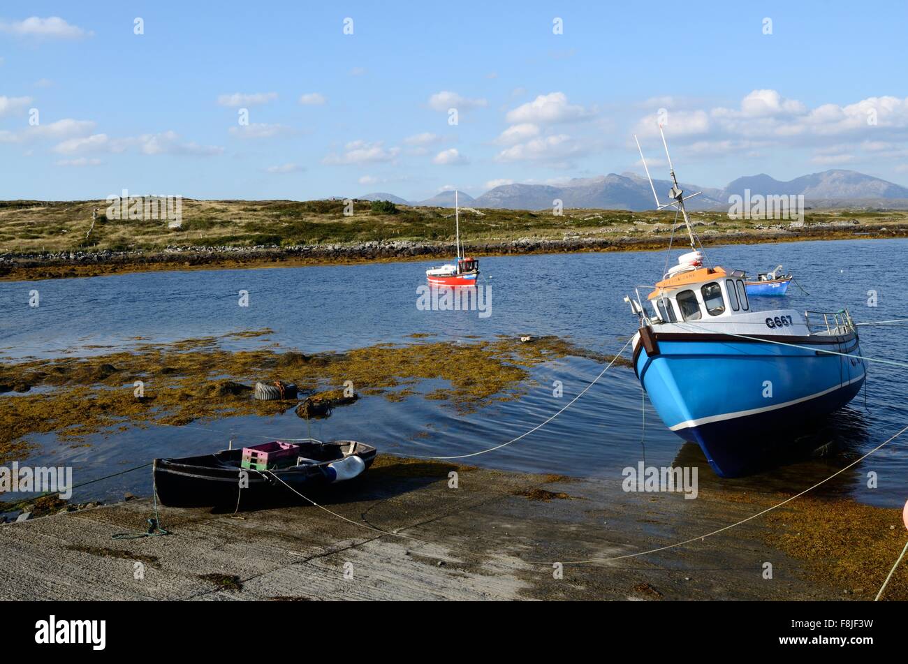 Boat fishing boats harbor harbour connemara galway roundstone ireland ...