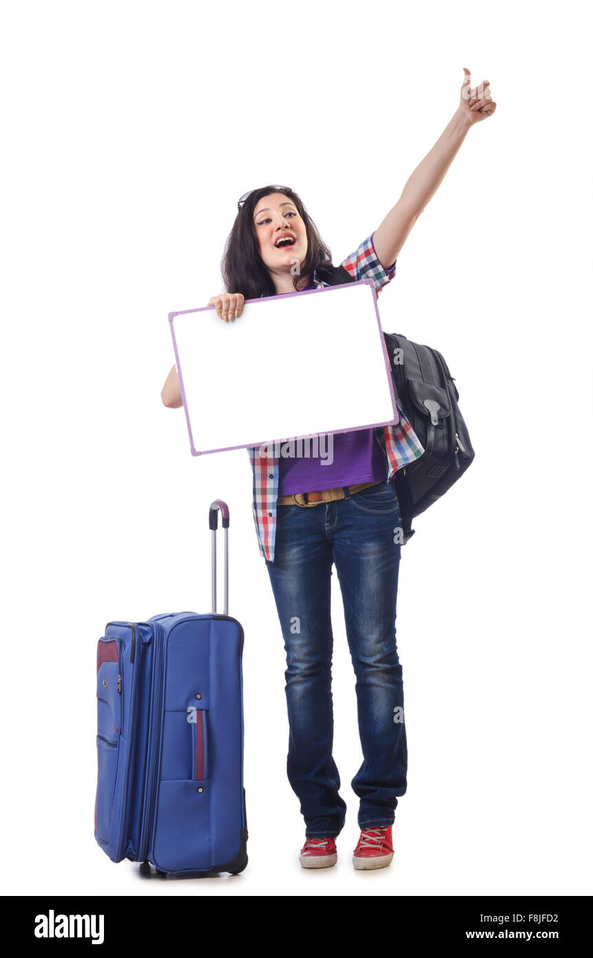 Girl preparing to travel for vacation Stock Photo - Alamy