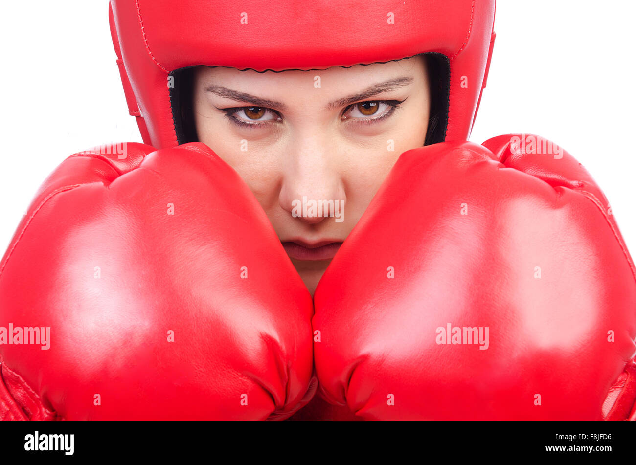 Woman boxer on white background Stock Photo - Alamy