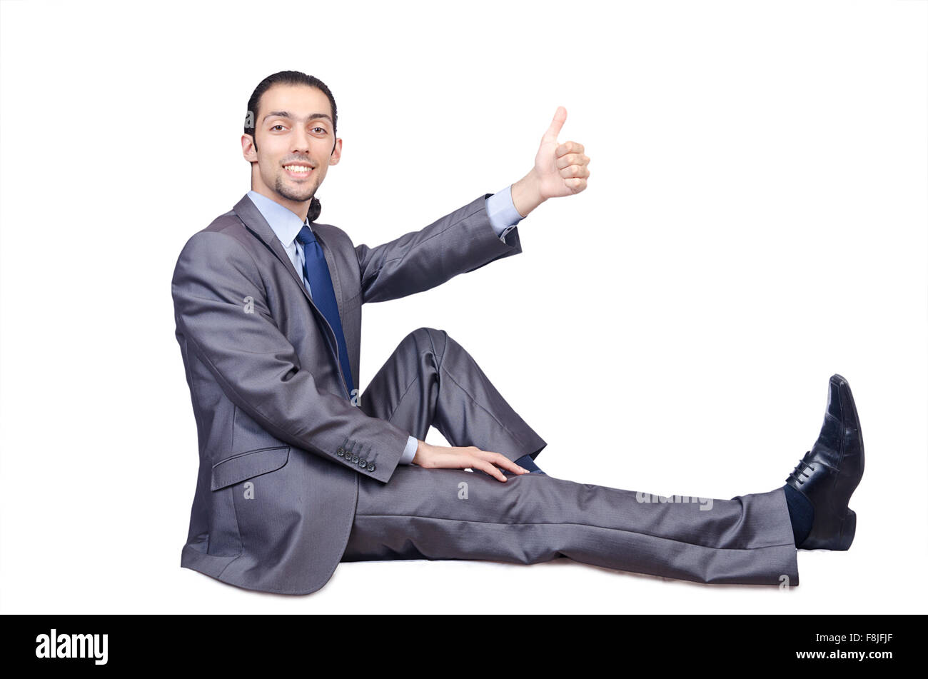 Man sitting on virtual chair Stock Photo - Alamy