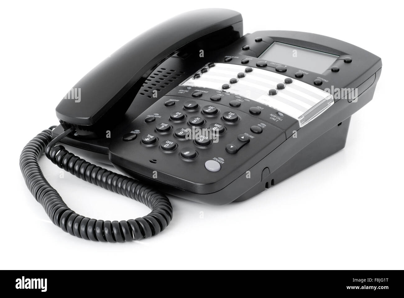 Phone on white background. Picture of a modern black business office ...