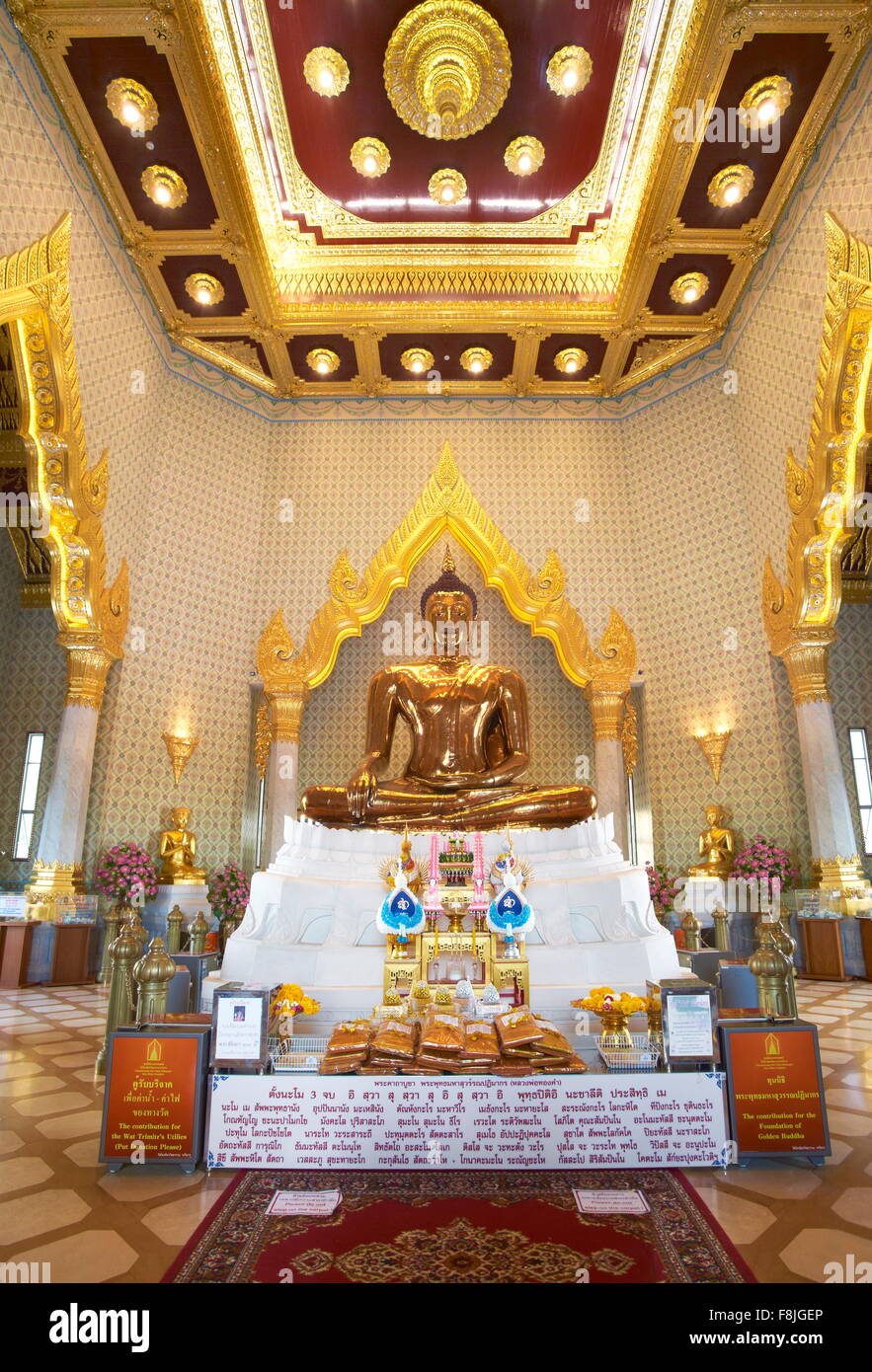 Thailand - Bangkok, Wat Traimit Temple, Golden Buddha statue Stock ...