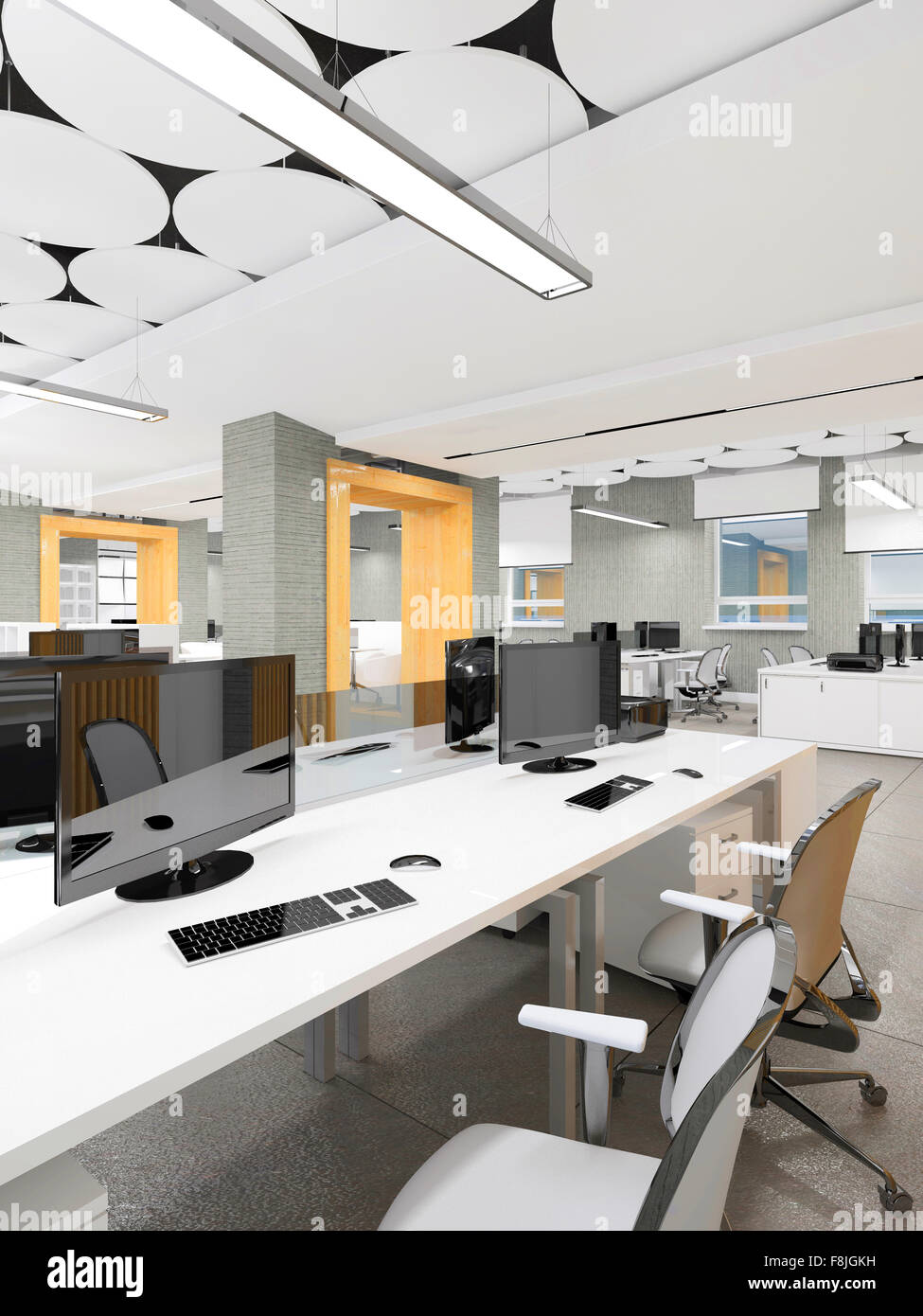 Empty modern office interior work place visualization Stock Photo - Alamy