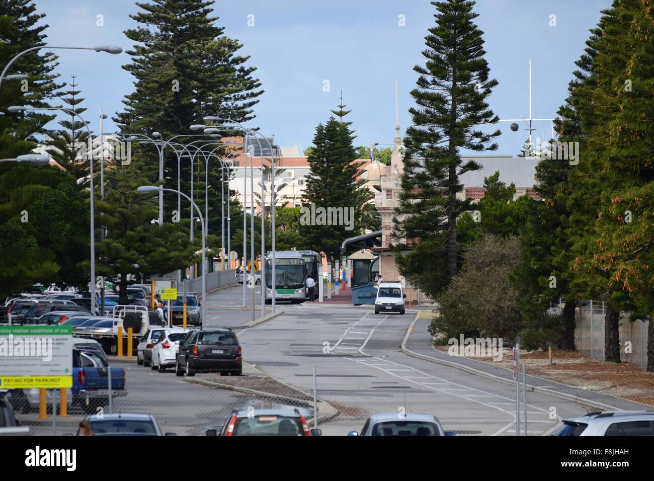 Fremantle bus station, Transperth buses parked and leaving the station ...