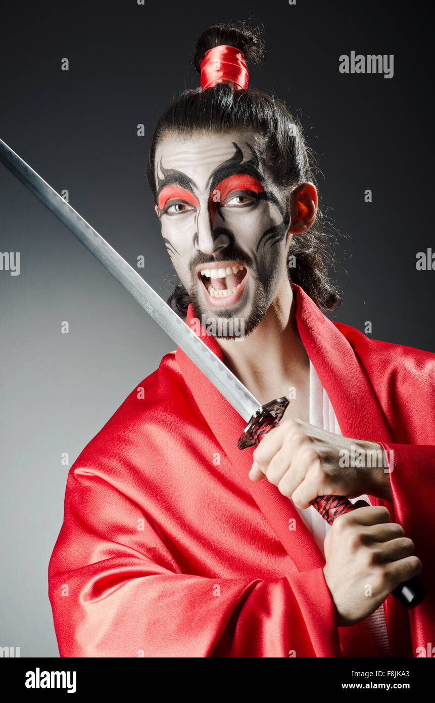 Japanese actor with sword Stock Photo - Alamy