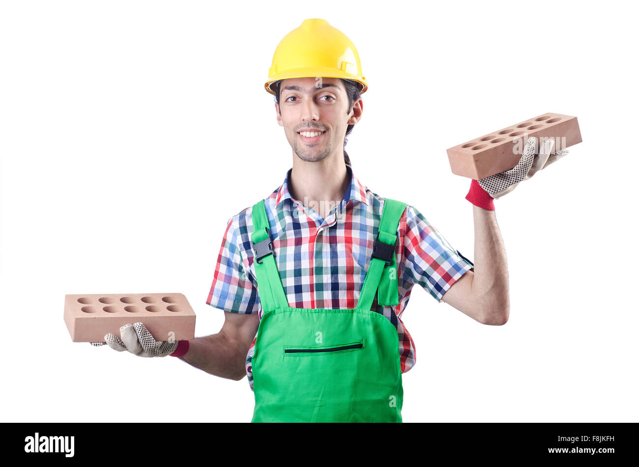 Construction worker isolated on the white Stock Photo - Alamy