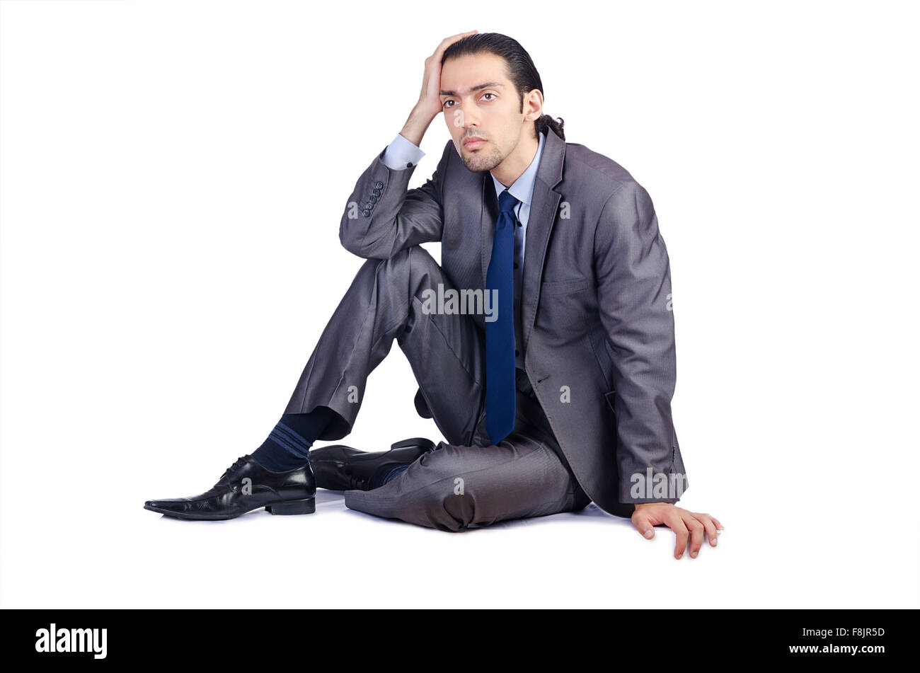 Man sitting on virtual chair Stock Photo - Alamy