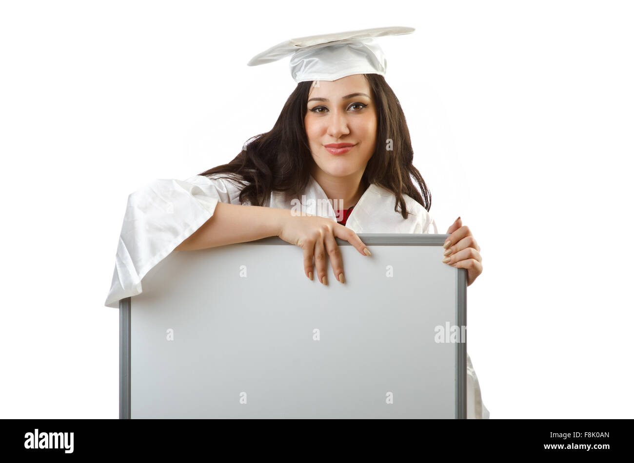 Young student with blank board Stock Photo - Alamy